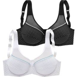 petite fleur by Lascana Damen B&uuml;gel-BH, schwarz-wei&szlig;+wei&szlig;-t&uuml;rkis, Gr&ouml;&szlig;e 80C