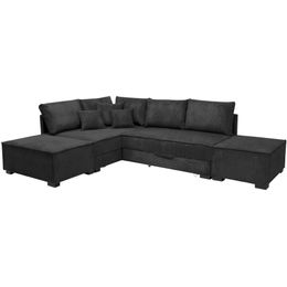 Ecksofa Home Affaire "Night & Day L-Form, Breite 316 cm mit Dauer-Schlaffunktion", anthrazit, B:316cm T:215cm, 100% Polyester, Sofas, Ecksofa, inkl. Bettfunktion, Bettkasten und Keder, Boxspringbett 180x200 cm