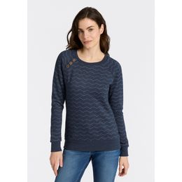 Sweatshirt Ragwear "DARIA ZIG ZAG O", Damen, Gr. M, navy, Sweatware, Obermaterial: 65% Baumwolle, 35% Polyester, gemustert, normal, Rundhals, Rippb&uuml;ndchen, Sweatshirts Sweatshirt, mit Zierkn&ouml;pfen am Ausschnitt