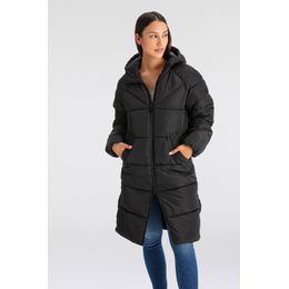 Only Damen Steppmantel "ONLAMAND &ndash; Langer Puffercoat mit 2-Wege-Rei&szlig;verschluss", schwarz, Gr. XS, unifarben, Web, Obermaterial: 100% Polyester,