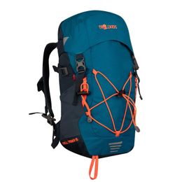 Trekkingrucksack Trollkids "FJELL TREKKER 15", bunt (atlantic blau, schwarz navy, glow orange), Rucks&auml;cke, Jungen, Obermaterial: 100% Polyamid, Trekkingrucksack, f&uuml;r Kinder und Jugendliche, mit 15 Liter Volumen, mit Alarmpfeife