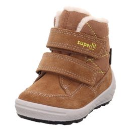 Winterboots Superfit "GROOVY 2.0 WMS: Mittel", M&auml;dchen, Gr. 27, braun (hellbraun), Polyester, Veloursleder, Schuhe Winterboots, Snowboots mit GORE-TEX, Gr&ouml;&szlig;enschablone zum Download