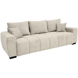 Schlafsofa Home Affaire "Bello", beige, B:239cm, 100% Polyester, Sofas, Schlafsofa, mit Bettfunktion, Bettkasten, Frei im Raum stellbar, Federkern