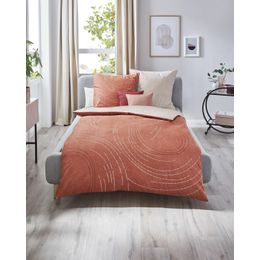 Wendebettw&auml;sche Kaeppel "JARO 100% Baumwolle", orange (terra), B/L: 140cm x 200cm, 1 Stk., 1 Stk., Mako-Satin, B/L: 70cm x 90cm, 2 Stk., Mako-Satin, Obermaterial: 100% Baumwolle, Bettw&auml;sche, Wendebettw&auml;sche, mit Markenrei&szlig;verschluss, zeitloses Design, pflegeleicht