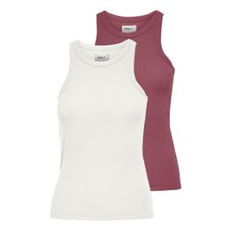 Tanktop Only "ONLLINDSAY TANK TOP 2 PACK", Damen, Gr. S (36), cloud dancer, Jersey, Obermaterial: 95% Baumwolle, 5% Elasthan, unifarben, sehr figurbetont normal, Rundhals, Tops Tanktop, Baumwollmischung