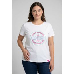 T-Shirt Zwillingsherz "Heimat des Herzens", Damen, Gr. L, wei&szlig;, Web, Obermaterial: 92% Baumwolle, 8% Elasthan, normal normal, Rundhals, eingefasste Kante, Shirts T-Shirt, Stickerei, Kurzarm, Rundhalsausschnitt, maritim