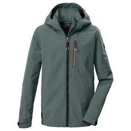 Softshelljacke Killtec "KOS 143 BYS SFTSHLL JCKT", Jungen, Gr. 164, grasgr&uuml;n, Oberseite: 100% Polyester;R&uuml;ckseite: 100% Polyester;Futter: 100% Polyester, Jacken Softshelljacke, Winddichte, wasserabweisende Softshelljacke mit Karomuster