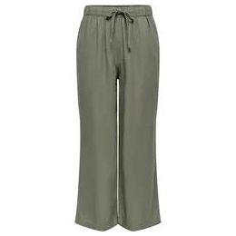Culotte Only "ONLGOA MW LIN BL PULL-UP CULOTTE CC PNT", Damen, Gr. XS, N-Gr, smokey olive, Web, Obermaterial: 70% Viskose, 30% Leinen, unifarben, kn&ouml;chelfrei, Hosen Culotte, mit Leinen