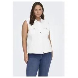 Jeansweste Only CARMAKOMA "CARWESPA WEST DNM PIM619 NOOS", Damen, Gr. 44, wei&szlig;, Denim/Jeans, Obermaterial: 79% Baumwolle, 20% Polyester, 1% Elasthan, unifarben, regular fit normal, Westen