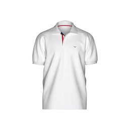 TRIGEMA Herren Poloshirt "TRIGEMA Poloshirt mit dreifarbiger Knopfleiste", wei&szlig;, Basic, Gr. M, Piqu&eacute;, 100% Baumwolle, Shirts