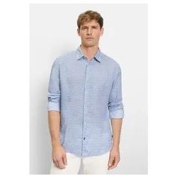Langarmhemd OLYMP "OLYMP Casual, regular fit, Kent", Herren, Gr. XL, Normaler Arm, blau, 100% Leinen, Hemden