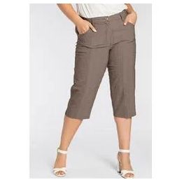 Caprihose KjBRAND "Babsie: bequemer Oberschenkel", Damen, Gr. 50, N-Gr, taupe gestreift, Web, Obermaterial: 47% Baumwolle, 45% Polyester, 6% Viskose, 2% Elasthan, Basic, kniebedeckend, Hosen Caprihose, Sommerhose mit Strukturmuster