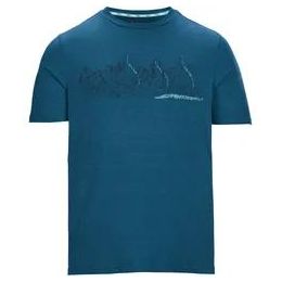 T-Shirt Killtec "MN TSHRT C", Herren, Gr. M, ocean, Obermaterial: 92% Polyester, 8% Elasthan, Rundhals, Shirts T-Shirt, Schnelltrocknendes Herren T-Shirt mit Berg-Print und Melange-Optik