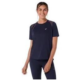 Laufshirt asics "ROAD SS TOP", Damen, Gr. XS, midnight, Obermaterial: 94% Polyester, 6% Elasthan, Shirts Laufshirt