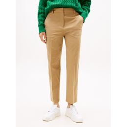 Chinohose Tommy Hilfiger, Damen, Gr. 44, N-Gr, driftwood taupe, Web, Obermaterial: 65% Baumwolle, 33% Lyocell, 2% Elasthan, unifarben, slim fit 7/8-L&auml;nge, Hosen Chinohose, mit B&uuml;gelfalten