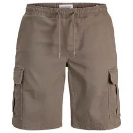 Jack & Jones Cargohose JACK & JONES "JPSTCOLE DYLAN CARGO SHORTS MID", Damen, Gr. S, N-Gr, falcon, Web, Obermaterial: 98% Baumwolle, 2% Elasthan, unifarben, relaxed fit kn&ouml;chellang, Hosen Cargohose