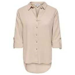 Hemdbluse Only "ONLGOA 3/4 STRAP LINEN BL SHIRT CC PNT", Damen, Gr. XS, oxford tan, Web, Obermaterial: 70% Viskose, 30% Leinen, unifarben, loose fit Po-bedeckend, Blusen Hemdbluse, mit Leinen, umschlagbare Manschetten