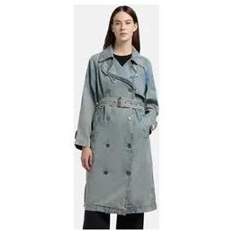 Trenchcoat Khujo "Enza", Damen, Gr. M (38), blau, Denim/Jeans, Obermaterial: 100% Baumwolle, gerade knieumspielend, mit Kn&ouml;pfen,verstellbar abgesteppte Kante mit Kn&ouml;pfen,verstellbar, M&auml;ntel, Damen &Uuml;bergangsmantel in Jeans-Optik