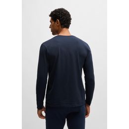 BOSS Herren Langarmshirt "Mix&Match LS-Shirt R", Gr. M, blau, Single Jersey, Obermaterial: 95% Baumwolle, 5% Elasthan, unifarben, Shirts, mit BOSS