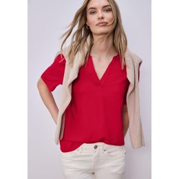 Street One Damen Schlupfblusesalsa rot, Gr. 46, Web, Obermaterial: 100% Viskose, Blusen, Leicht abgerundeter Saum, &Auml;rmelaufschlag