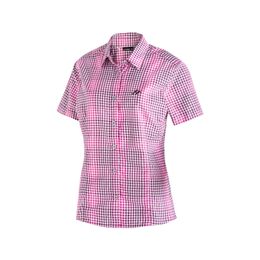 Funktionsbluse Maier Sports "Philina", Damen, Gr. 40, rosa, 85% Polyester, 15% Viscose, Blusen Funktionsbluse, Damen Bluse, leichte Kurzarmbluse, Blusen-Shirt, Karobluse, Reg Fit