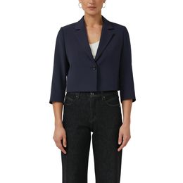 Kurzblazer s.Oliver BLACK LABEL, Damen, Gr. 40, navy, Web, Obermaterial: 93% Polyester, 7% Elasthan, unifarben, normal taillenlang, tiefer V-Ausschnitt, Blazer Kurzblazer, 3/4-Arm mit Stretch