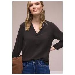 Shirtbluse Street One, Damen, Gr. 40, espresso braun, Web, 100% Baumwolle, unifarben, klassisch normal, V-Ausschnitt, B&uuml;ndchen, Blusen, mit 3/4 &Auml;rmeln