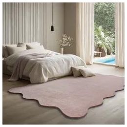 Teppich the carpet "Relax Scallop kuschelig & Super Soft", rosa, B:140cm L:200cm, Polyester, Teppiche, Teppich, Anti-Rutsch Unterseite, Waschbar bis 30 Grad, Felloptik
