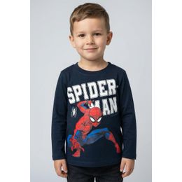 Langarmshirt name it "NMMNAZA SPIDERMAN LS TOP NOOS MAR", Jungen, Gr. 92, blau (schwarz sapphire), Jersey, Obermaterial: 95% Baumwolle, 5% Elasthan, bedruckt, regular fit normal, Rundhals, Shirts Langarmshirt