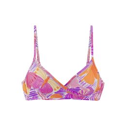 Sunseeker Damen Triangel-Bikini-Top "Butterfly", lila, Gr. 32, bedruckt, Obermaterial: 84% Polyamid, 16% Elasthan. Futter: 92% Polyester, 8%