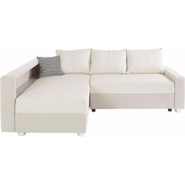Ecksofa Collection AB "Relax L-Form", grau (hellgrau, wei&szlig;), B:223cm H:84cm T:91cm, Zierkissen: 100%Polyester;Struktur (100% Polyester);Microfaser PRIMABELLE (100% Polyester);Kunstleder SOFTLUX / Struktur (80% Polyester, 20% Acryl);Microfaser PRIMABELLE (100% Polyester) / Struktur (80% Polyester, 20% Acryl), Sofas, Ecksofa, inklusive Bettfunktion, Federkern, wahlweise mit RGB-LED-Beleuchtung