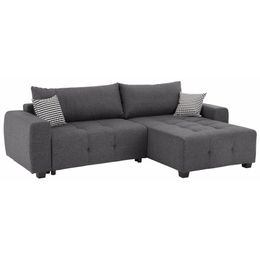 Ecksofa Home Affaire "Bella L-Form, B: 254 cm - OTTO. Verl&auml;ssliche Qualit&auml;t.", grau (anthrazit), B:254cm H:87cm T:162cm, Microfaser PRIMABELLE (100% Polyester);Struktur fein ( 100% Polyester);Zierkissen: 100% Polyester;Microfaser Antiklederoptik (100% Polyester), Sofas, Ecksofa, mit 2 Zierkissen, optional Bettfunktion & Bettkasten, Federkern