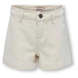 Jeansshorts KIDS Only "KOGCOMET WIDE DNM ECRU SHORTS PIM", M&auml;dchen, Gr. 134, N-Gr, ecru, Denim/Jeans, Obermaterial: 100% Baumwolle, unifarben, bequem ca. Mitte Oberschenkel, Jeans Jeansshorts