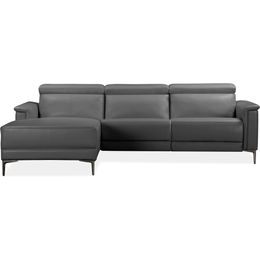 Ecksofa OTTO HOME "LUND, L-Form, 261cm, man. o. elektr. Relaxfunktion (mit USB-A)", grau, B:261cm H:97cm T:179cm, Kunstleder 100% Polyurethan, Sofas, Ecksofa, und Kopfteilverstellung