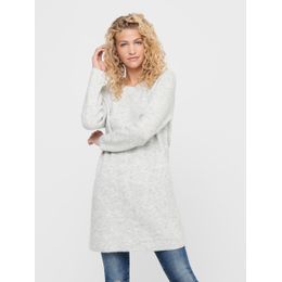 Strickkleid Only "ONLCAROL", Damen, Gr. XS, N-Gr, grau (light grau melange), Strick, Obermaterial: 72% Polyacryl, 25% Polyester, 3% Elasthan, meliert, gerade ca. Mitte Oberschenkel, Rundhals, Kleider Strickkleid