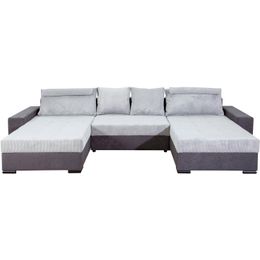 Wohnlandschaft Collection AB "Josy XXXL-Relax U-Form, B: 352 cm", grau (anthrazit, hellgrau), B:352cm H:41cm T:161cm, 100%Polyester, Sofas, Wohnlandschaft, mit Bettfunktion, Bettkasten & 2 Nackenkissen, Federkern