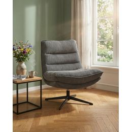 Sessel OTTO HOME "AVAA, Loungesessel im softem Cord-Bezug", anthrazit, B:75cm H:87cm T:86cm, Sessel, Sessel, 360 Grad drehbar, Relax- und TV-Sessel