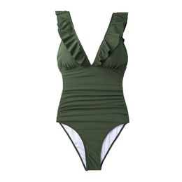 Cupshe Badeanzug 'Green-AB20760G/Orange-DAA12E2L002DD' Damen Gr&ouml;&szlig;e XXL gr&uuml;n