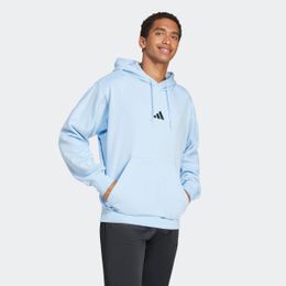 Kapuzensweatshirt adidas Sportswear "M FEELCOZY HD", Herren, Gr. L, glow blau, schwarz, Obermaterial: 70% Baumwolle, 30% Polyester, angesetztes B&uuml;ndchen, Sweatshirts Kapuzensweatshirt