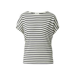 s.Oliver Damen Kurzarmshirtsanftes wei&szlig; stripe, Gr. 40, gestreift, Jersey, Obermaterial: 95% Viskose, 5% Elasthan, Shirts, Sommershirt mit grafischem