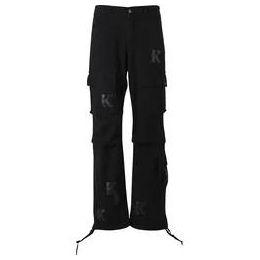 Cargohose Karl Kani "Karl Kani KKPatch Multipocket Cargo Pants", Herren, Gr. XL, US-Gr&ouml;&szlig;en, schwarz, 100% Baumwolle, normal, Hosen Cargohose