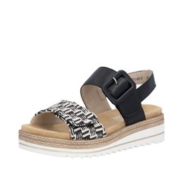 Remonte Damen Plateausandale, Gr. 41schwarz, creme, Lederimitat, Textil, Flechtoptik, Schuhe, Sandalette, Sommerschuh, Keilabsatz, mit Lite ́n