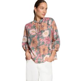 Schlupfbluse Zero "Damen mit Blumenprint", Damen, Gr. 34, ros&eacute;, gr&uuml;n, Obermaterial: 67% Lyocell, 33% Polyamid, figurbetont normal, V-Ausschnitt, Blusen Schlupfbluse