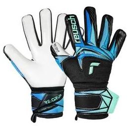 Torwarthandschuhe Reusch "Attrakt RE:GRIP NC Junior", Kinder, Gr. 8, schwarz, hellblau, 34% Polyester, 25% Latex, 3% Polyurethan, 2% Gummi, 1% Baumwolle, Handschuhe, mit innovativer RE:GRIP-Technologie