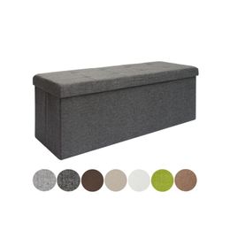 DuneDesign Faltbare Sitzbank 110x38x38cm Sitztruhe inkl. 2 Trennw&auml;nde 120L Polsterbank Grau