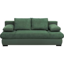 Schlafsofa Collection AB "Chicago, B: 200 cm, Liegefl. 146x200 cm", gr&uuml;n, B:200cm T:95cm, 100%Polyester, Sofas, Schlafsofa, mit Bettfunktion, Bettkasten & 2 Armlehnenkissen, Federkern