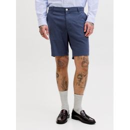 Jack & Jones Chinoshorts JACK & JONES "JPSTMARCO BREEZE SHORTS SRT", Herren, Gr. S, N-Gr, sky captain detail:solid, Web, Obermaterial: 81% Baumwolle, 15% Leinen, 4% Elasthan, unifarben, regular fit, Hosen Chinoshorts