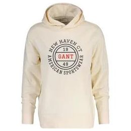 Kapuzensweatshirt Gant "GRAPHIC HOODIE", Herren, Gr. 3XL, cream, Sweatware, Obermaterial: 80% Baumwolle, 20% Polyester, unifarben, regular fit normal, Rundhals, eingesetzt Rippb&uuml;ndchen, Sweatshirts, Regular fit mit Kapuze