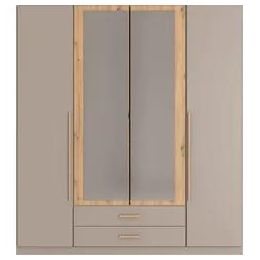 Kleiderschrank wimex "Marburg erh&auml;ltlich in den Breiten 135cm & 180cm", saharagrau, abgesetzt artisan eiche nachbildung, B:180cm H:199cm T:58cm, Holzwerkstoff, Schr&auml;nke, Kleiderschrank, inkl. Spiegel und zwei Schubladen