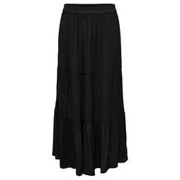 Maxirock Only CARMAKOMA "CARMIKKA LONG SKIRT WVN NOOS", Damen, Gr. M, schwarz, Web, Obermaterial: 100% Viskose, unifarben, lang, R&ouml;cke Maxirock, mit Volant